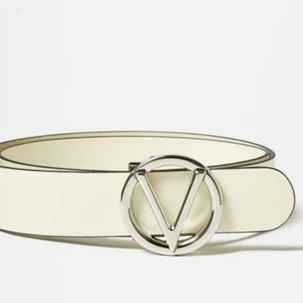 Valentino Milano Giusy Milk Large V-Buckle Belt - Gem